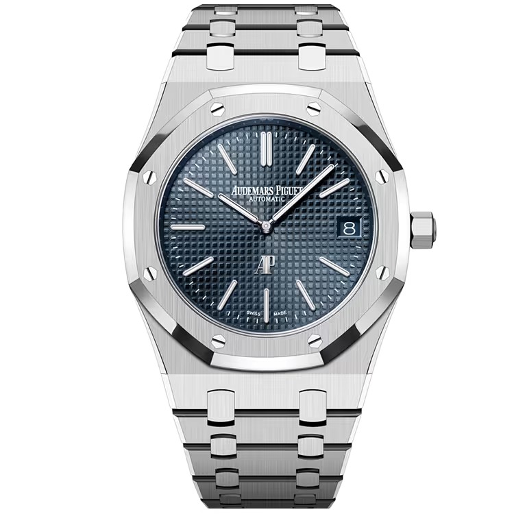 Audemars Piguet, Royal Oak "Jumbo" Extra-Thin, 16202ST, Blue Dial, Sta ...